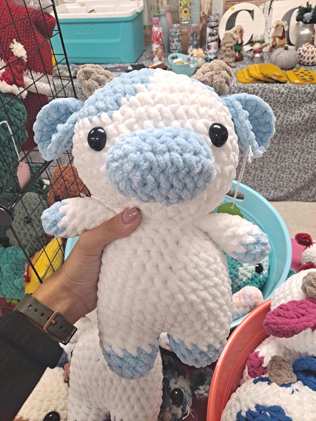 Bubbly Blue Chubby Cow Plushie - Ready to Ship! - Etsy