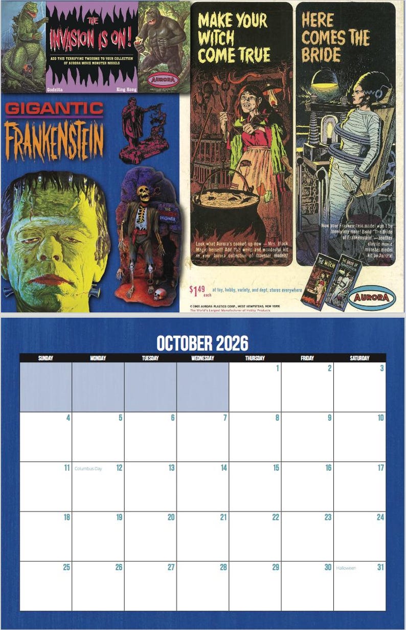 Aurora Plastic Models 2026 18 Month Wall Calendar - Etsy
