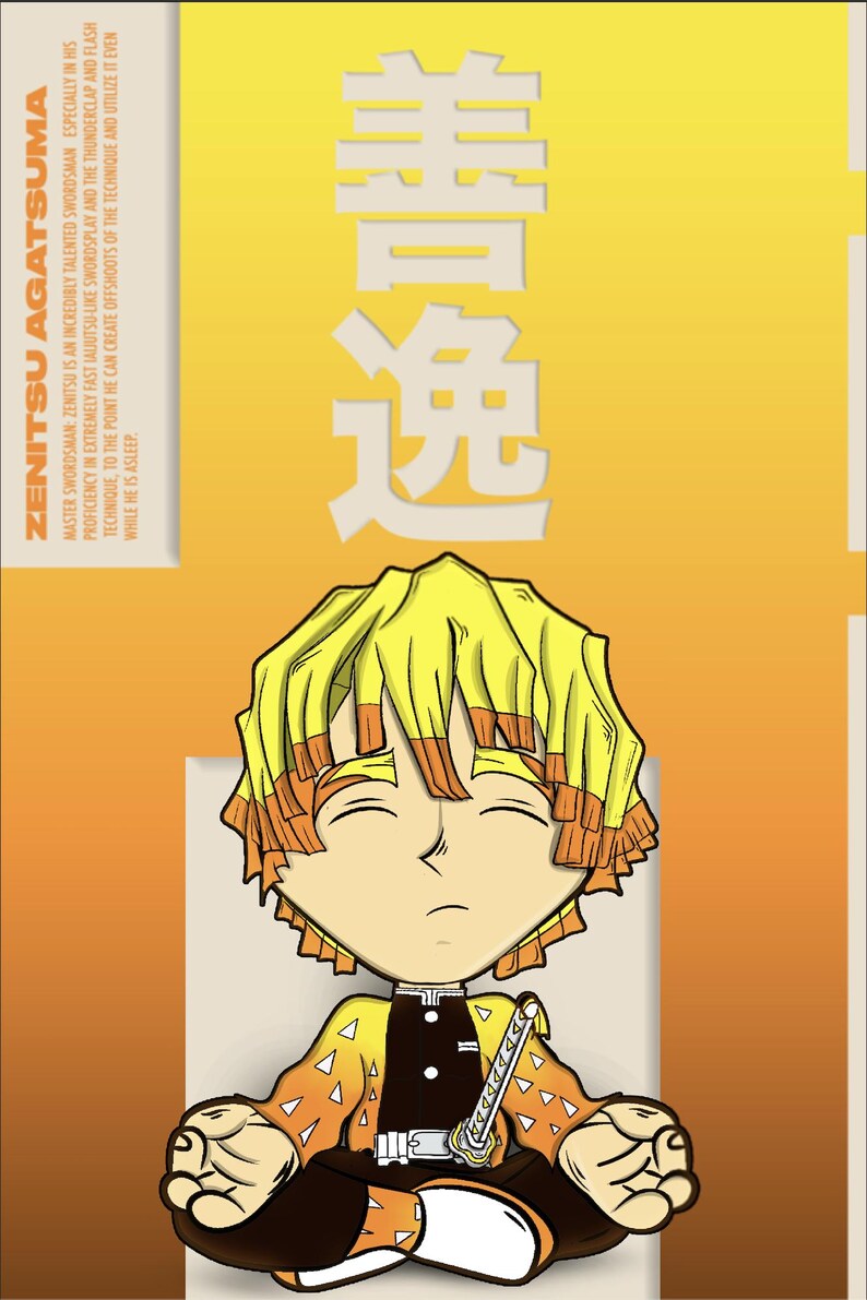 Zenitsu Digital Anime Poster – Slayer Wall Art Printable – Anime Room ...