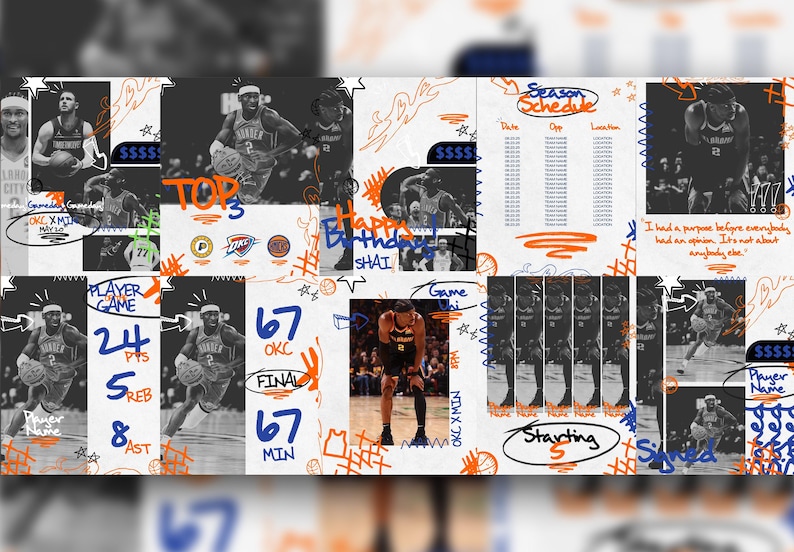 Basketball Social Media Graphics Bundle | 100 Editable Canva Templates ...