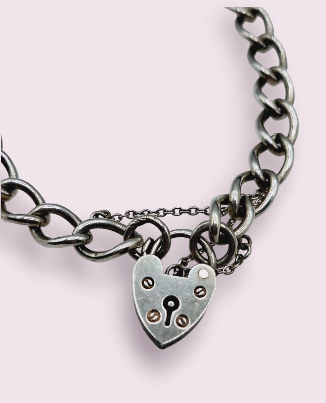 Sterling Silver Heart Locket Charm Bracelet Vintage - Etsy
