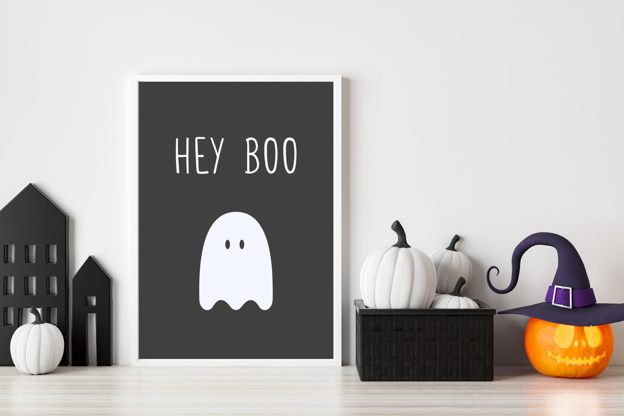 Hey Boo || Halloween Decor || Printable Wall Art - Etsy