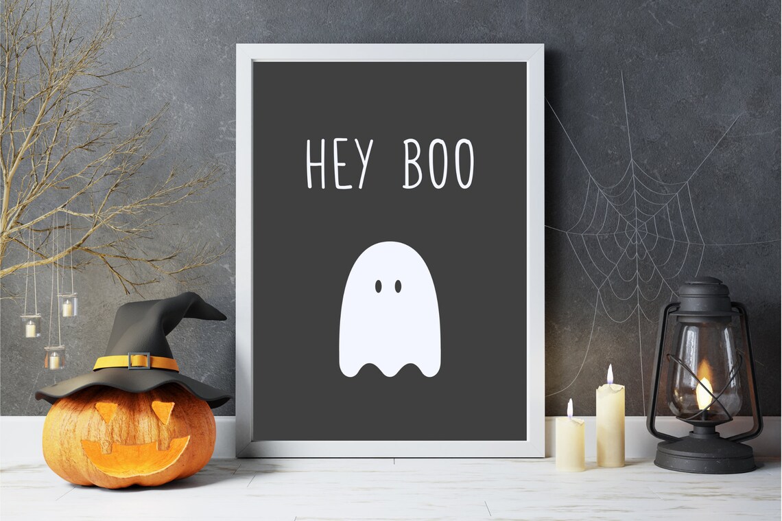Hey Boo Halloween Decor Printable Wall Art - Etsy