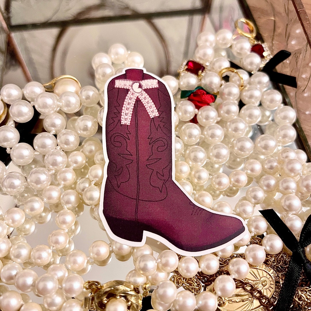 Cowboy Boot Bow Sticker: Coquette Cowgirl Vinyl Decal - Etsy