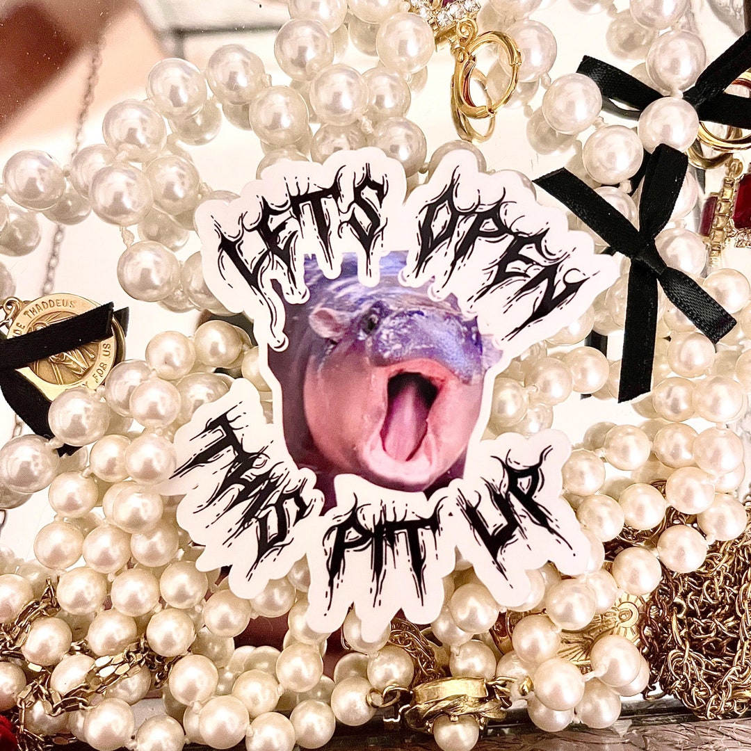 Grumpy Hippo Sticker | Hippo Sticker, Coquette Sticker, Cute Sticker ...