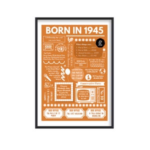 1945 80th Birthday Fact Poster | 80th Birthday Gift | Born in 1945 ...