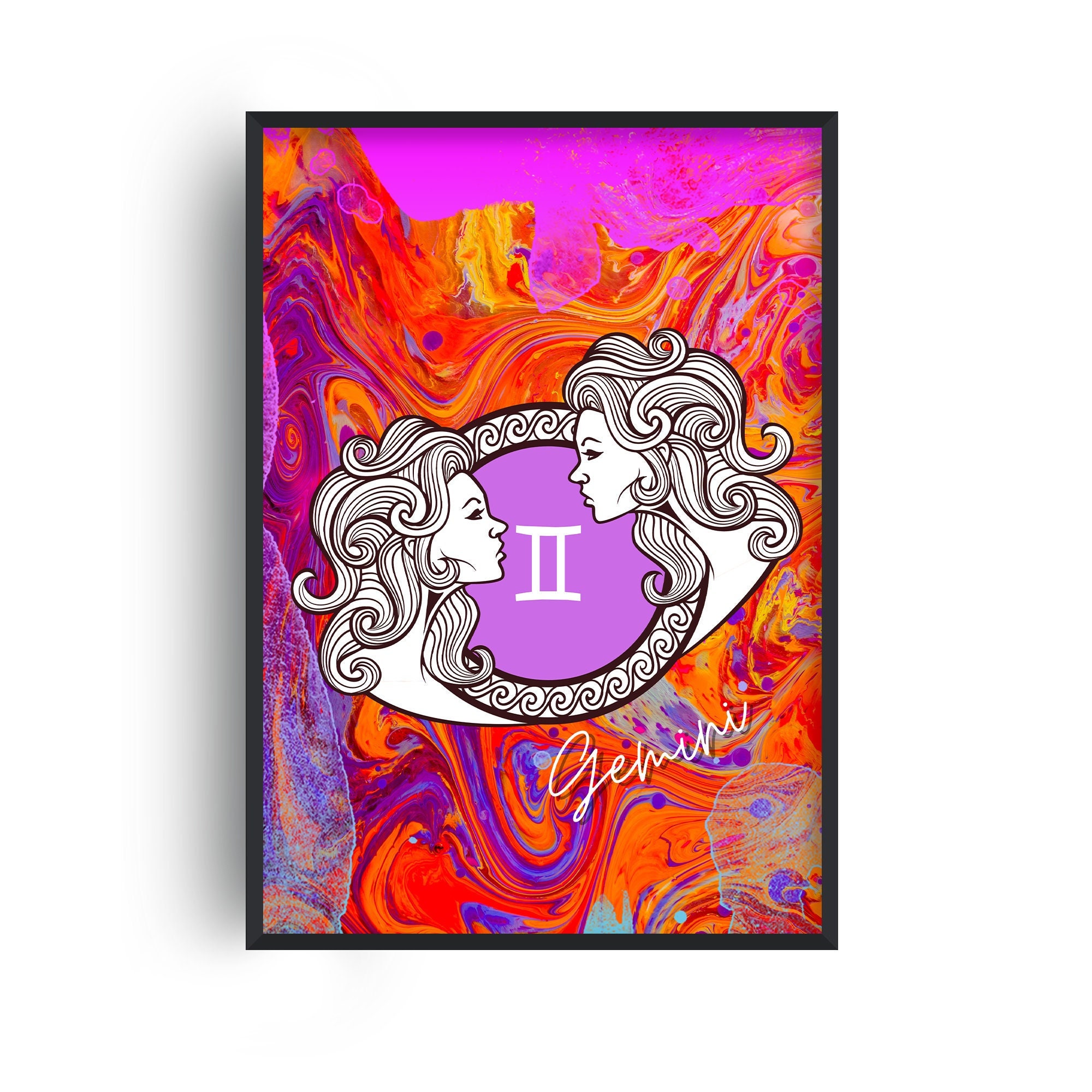 Gemini Zodiac Print, Gemini Star Sign Poster, Gemini Horoscope Print ...