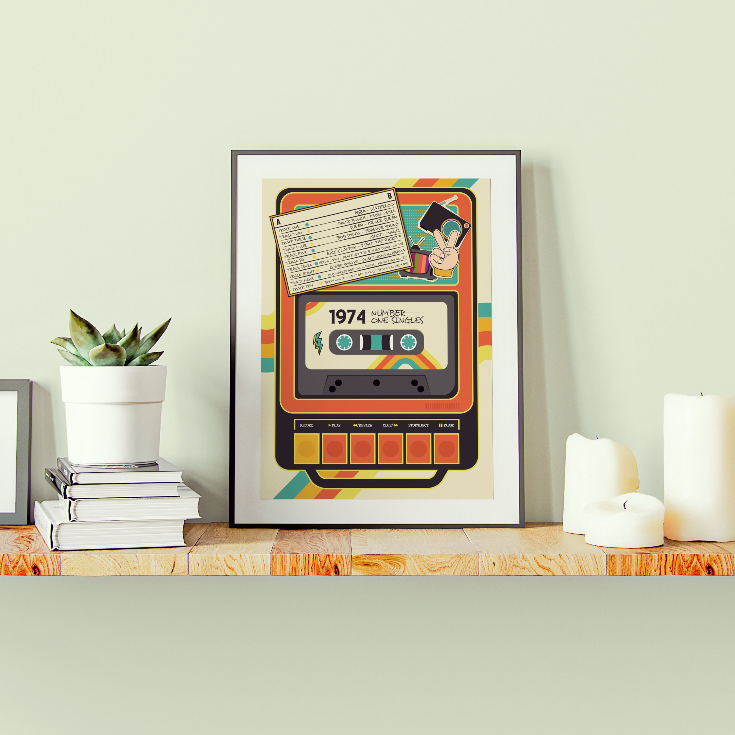 1974 Music Print, 50th Birthday Poster, 50th Birthday Print, 1974 Music ...