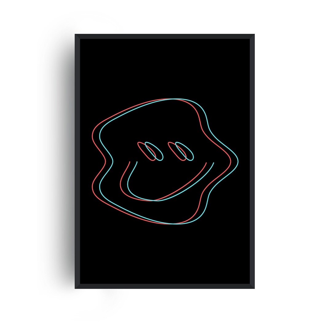 Psychedelic 3D Smiley Poster, Psychedelic Print, Psychedelic Wall Decor ...