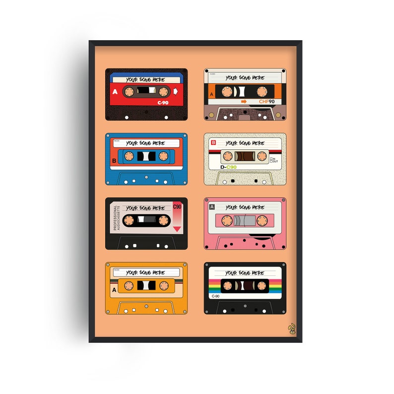 Personalised Cassette Tape Poster, Custom Cassette Print, Custom Music ...