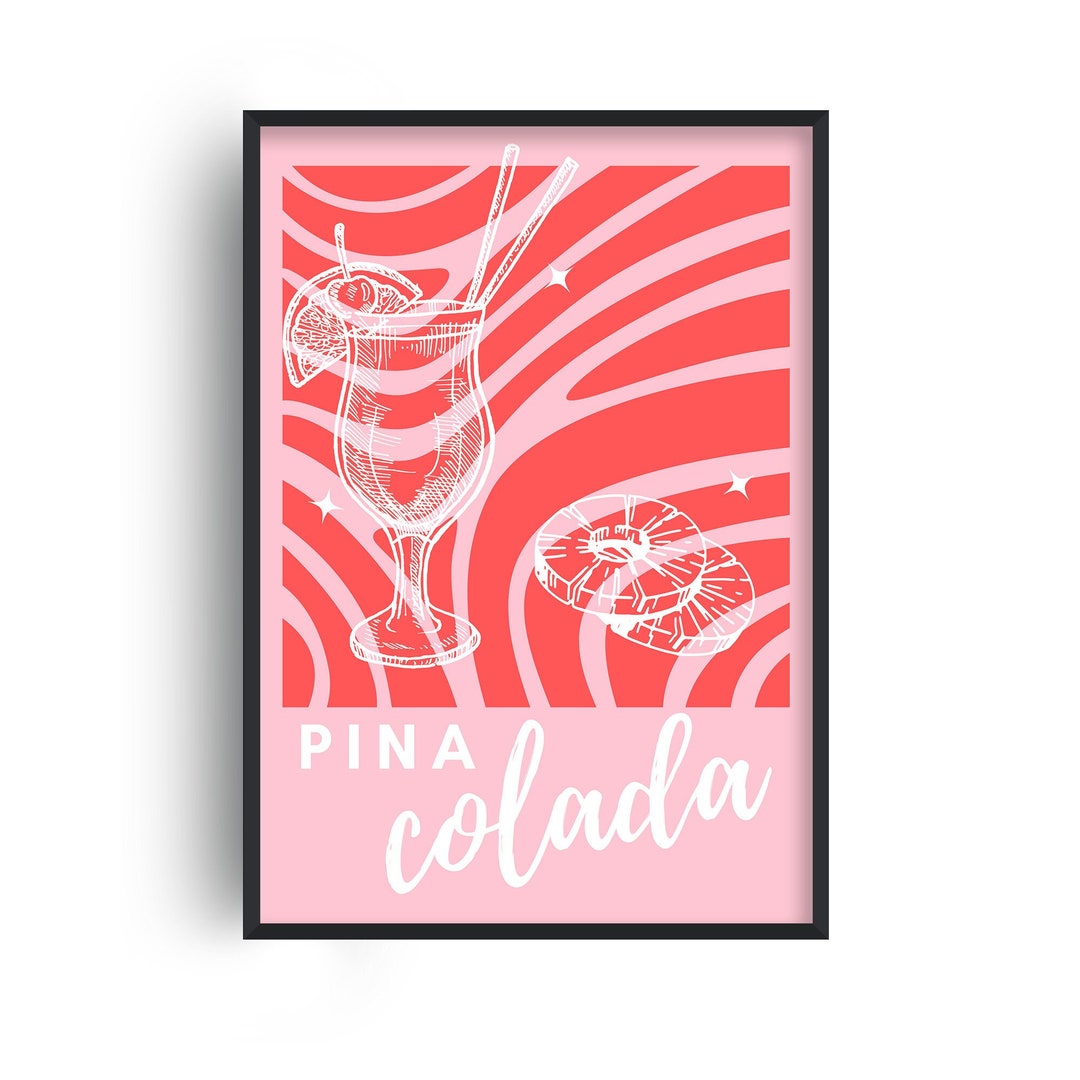 Pina Colada Print, Cocktail Prints, Cocktail Poster, Vintage Cocktail ...