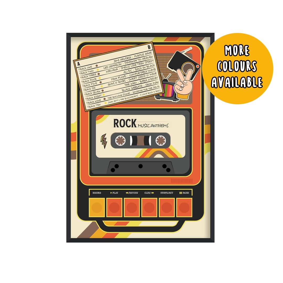 Rock Music Print, Cassette Poster, Rock Music Poster, Rock Gifts, Rock ...