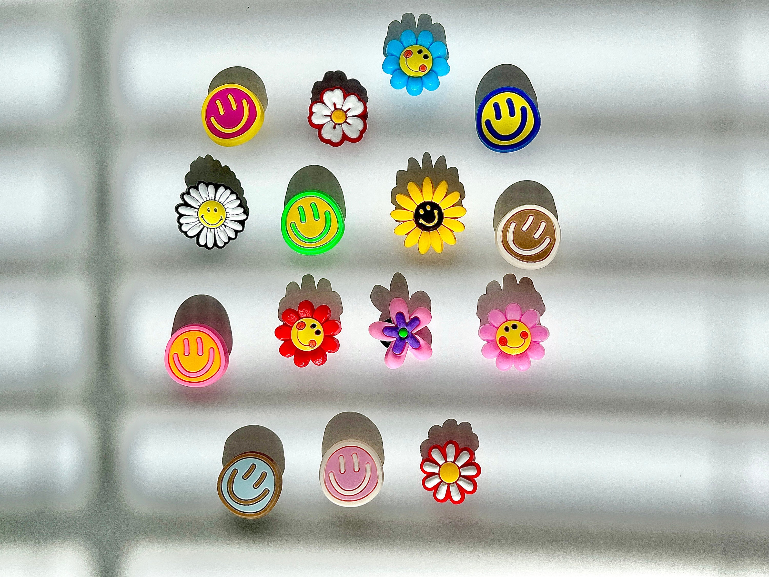 15 Pc Smiley Face Croc Charms Pack Flower Croc Charms Shoe Charms ...