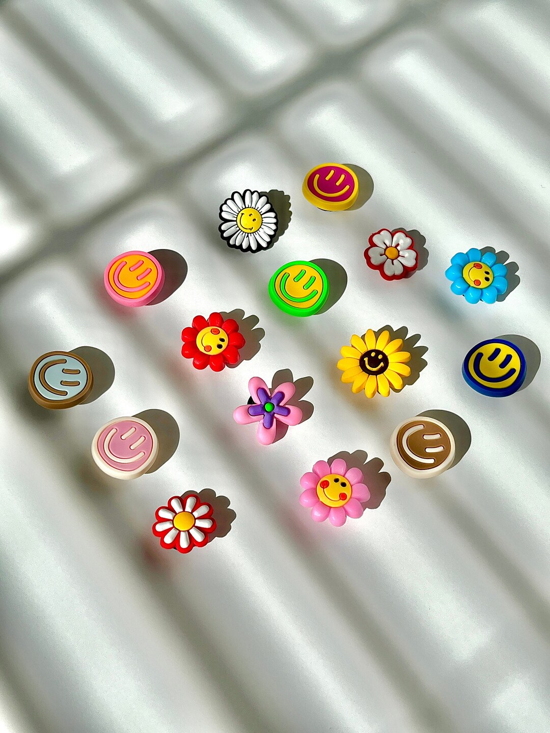 Smiley Face Croc Charms Flower Croc Charms Shoe Charms Colorful Shoe ...