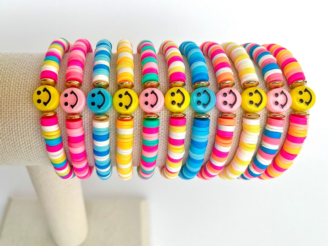 Smiley Face Bracelets Preppy Bracelets Clay Bead Bracelets Summer ...