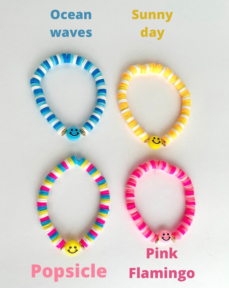 Smiley Face Bracelets Preppy Bracelets Clay Bead Bracelets Summer ...