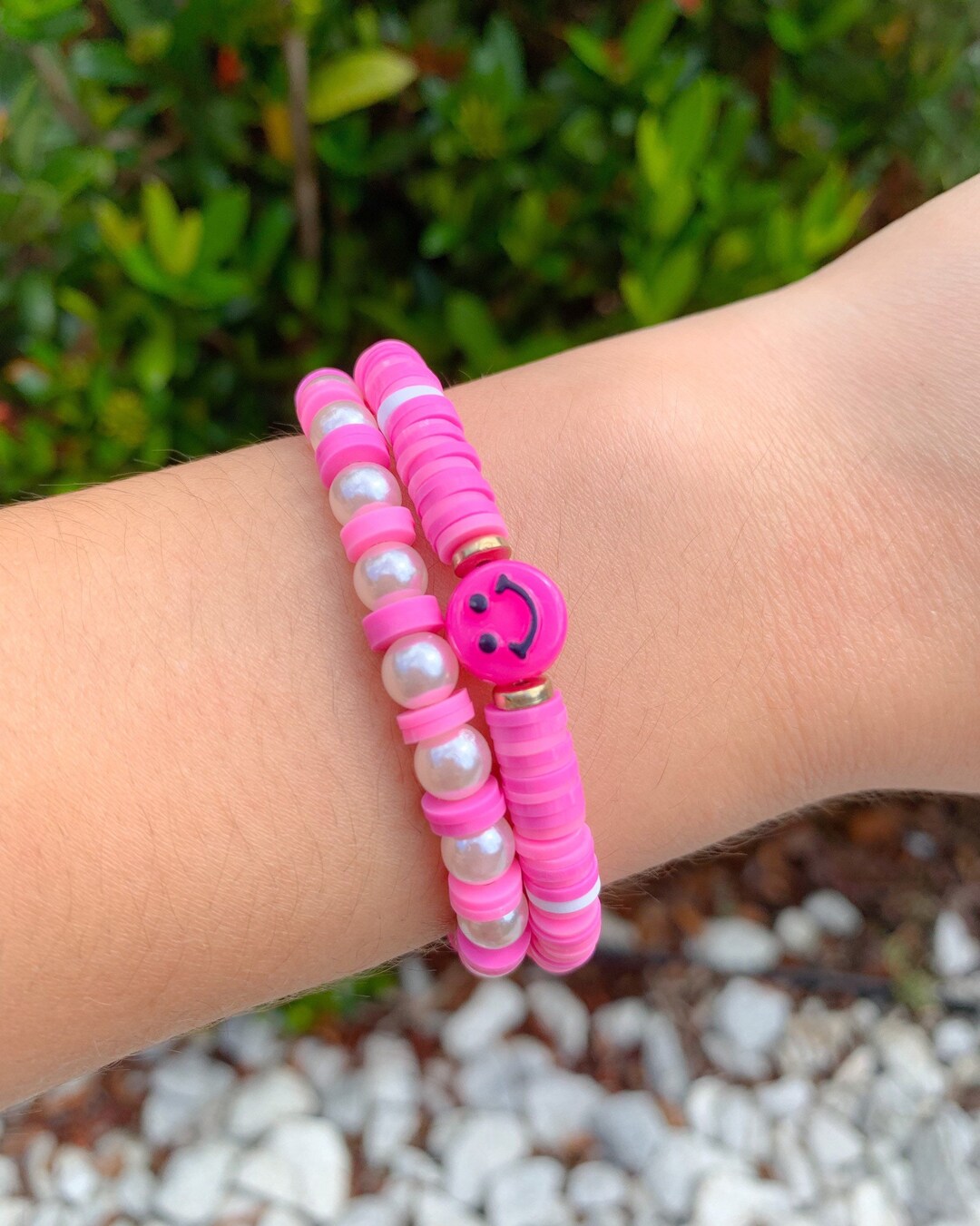 Good Vibes Stack | Preppy Handmade Clay Bead Bracelets | Cute Trendy ...