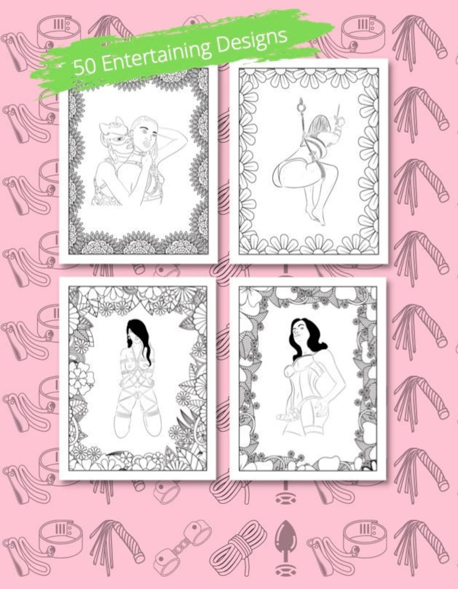 Digital Bdsm Coloring Book Nsfw Sex Positions 8 5x11 50 Unique Designs