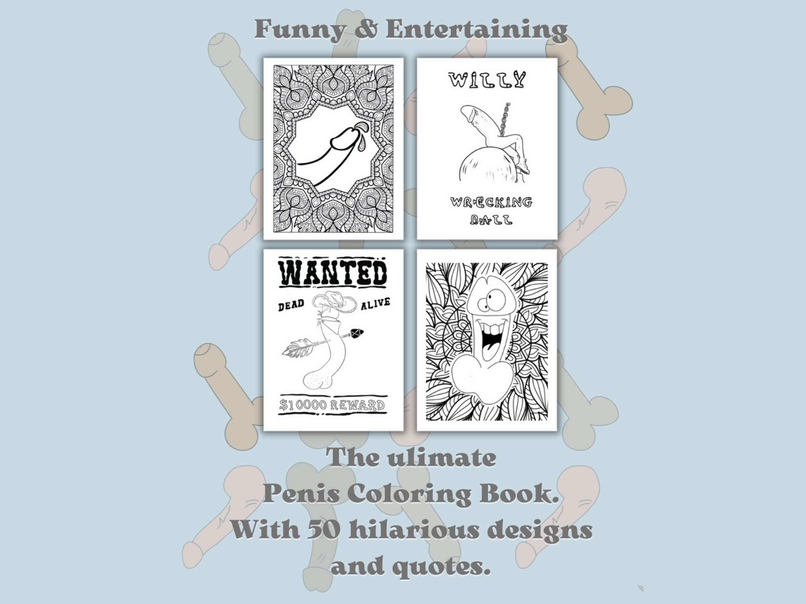 Penis Coloring Book Naughty Nsfw Dick Coloring 85x11 50 Unique Designs Etsy