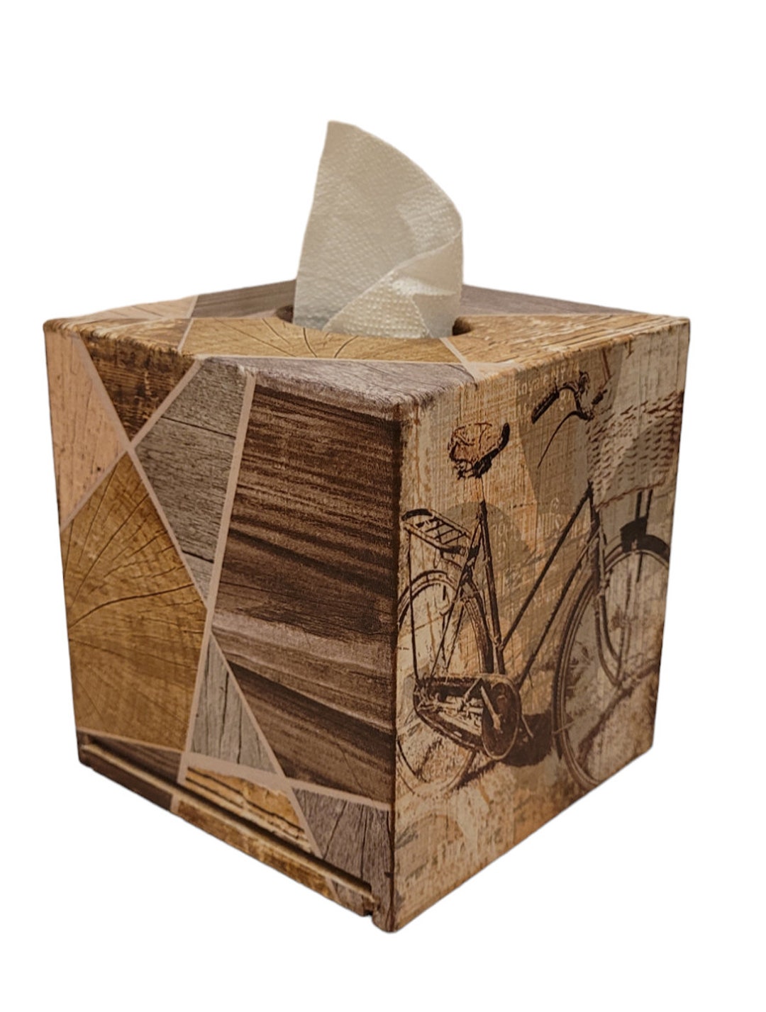 Handmade Square Brown Tissue Box Cover Wooden Napkin Holder Decorative ...