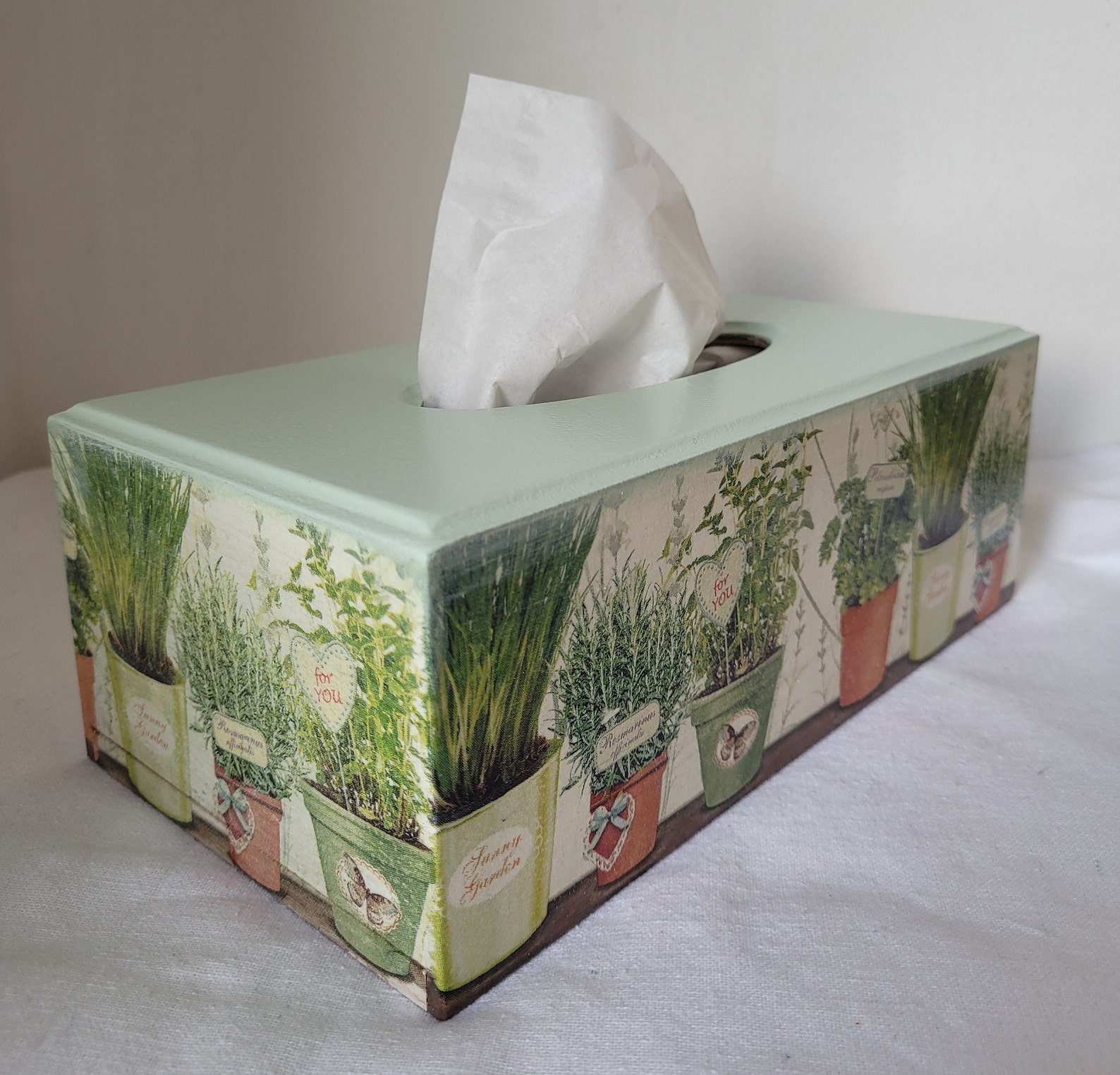 Floral Tissue Box Cover Handmade Rectangular Wooden Tissue Box Napkin ...