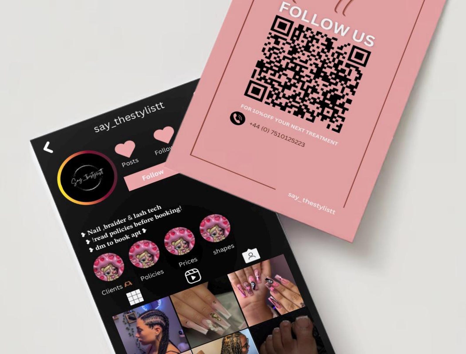 Instagram Business Card QR Code Card Template Design IG Influencer Card ...