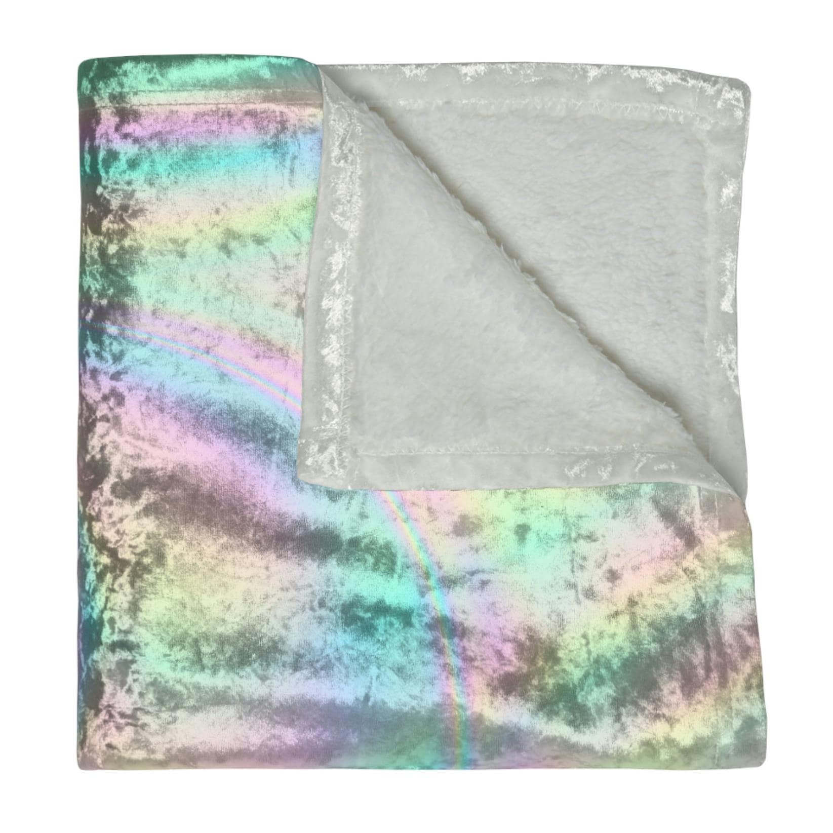 Iridescent Rainbow Blanket, Crushed Velvet Blanket, Holographic Blanket ...