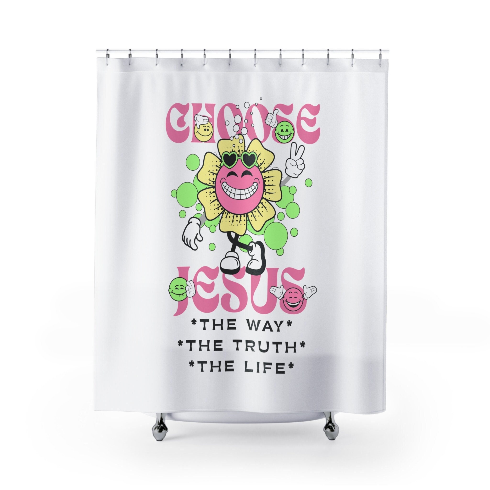 Jesus Shower Curtain Retro Bathroom Decor Christian Shower - Etsy
