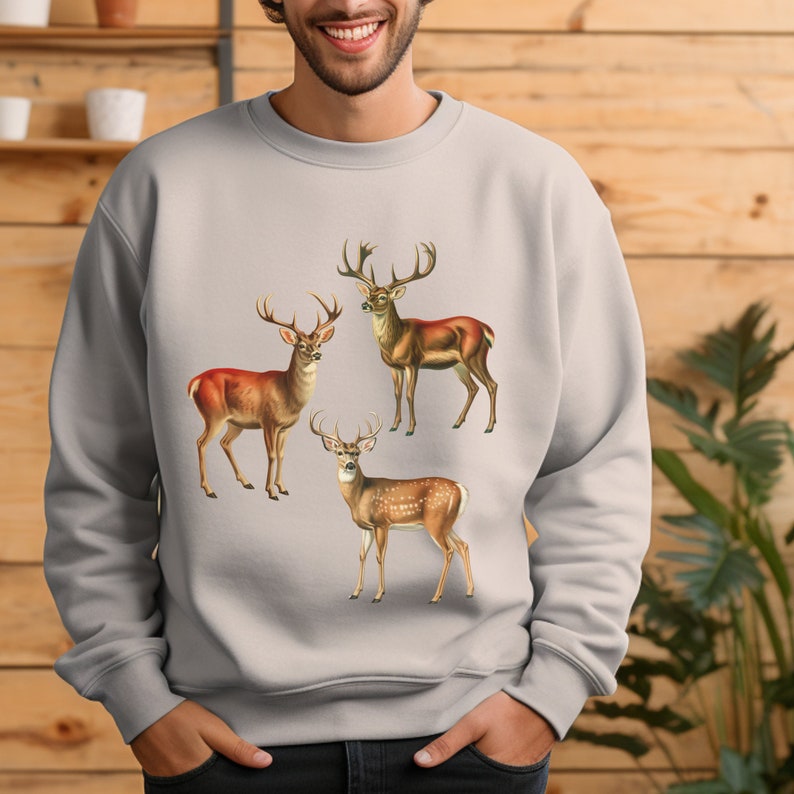 Vintage Deer Sweatshirt Men Women, Fall Winter Sweater, Ourdoors Hiking ...