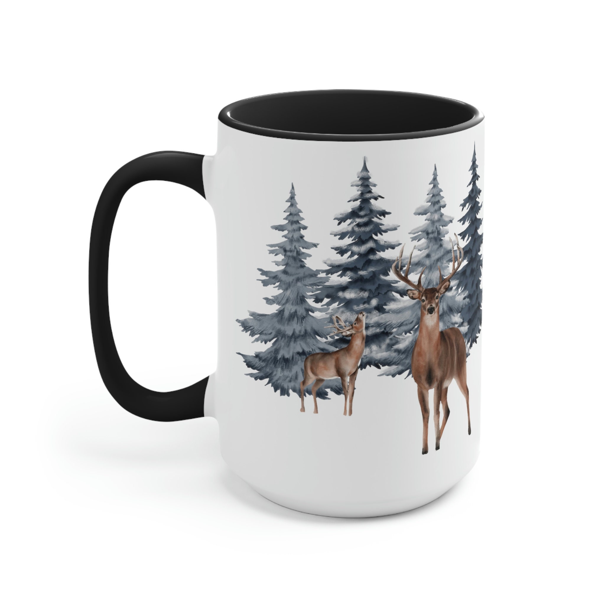 DEER IN WOODS Mug, 15oz Hiking Outdoors Tea Cup for Men Women, Wildlife ...