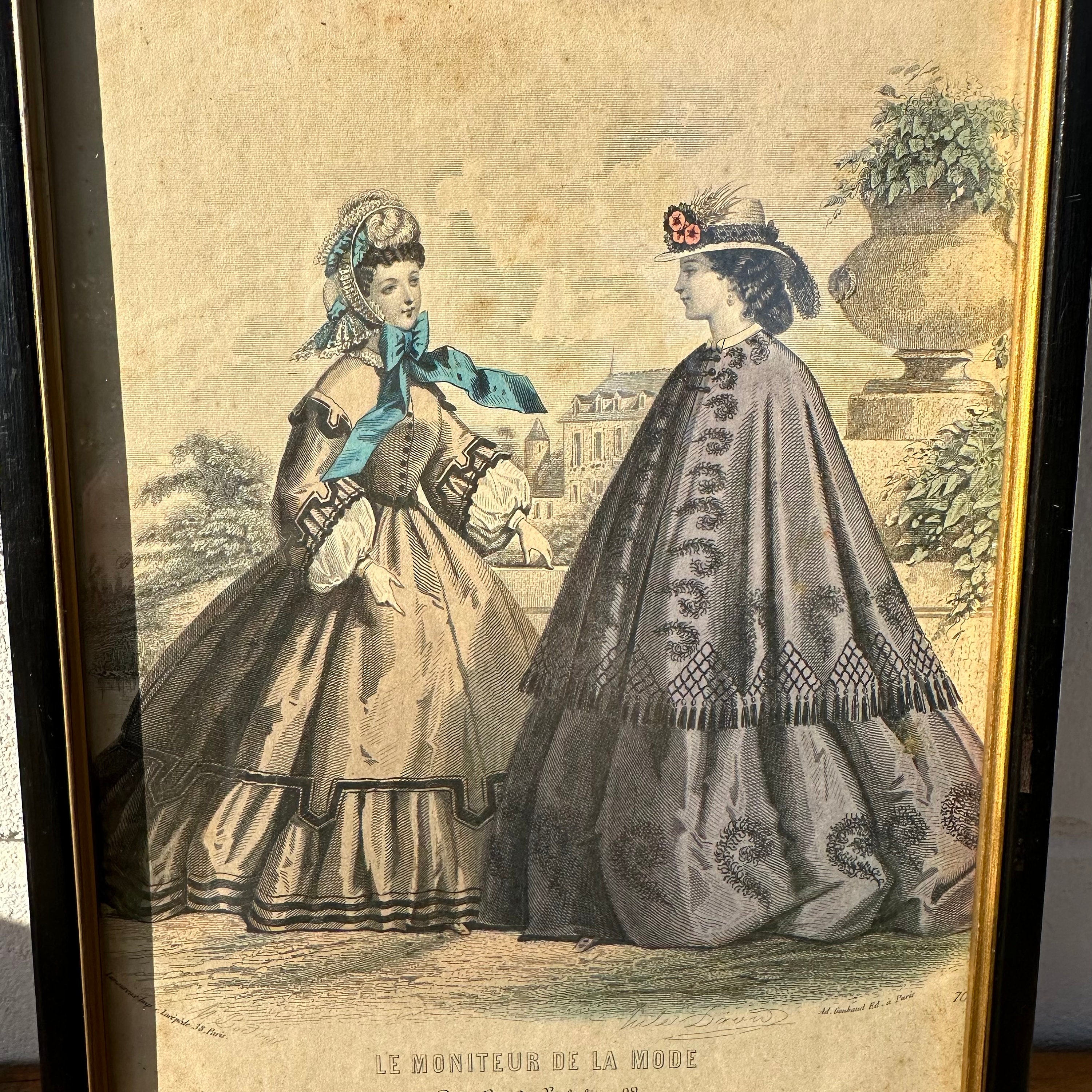 Antique Hand Colored Engraving Fashion Le Moniteur De La Antique Hand Colored Engraving Fashion Le Moniteur De La