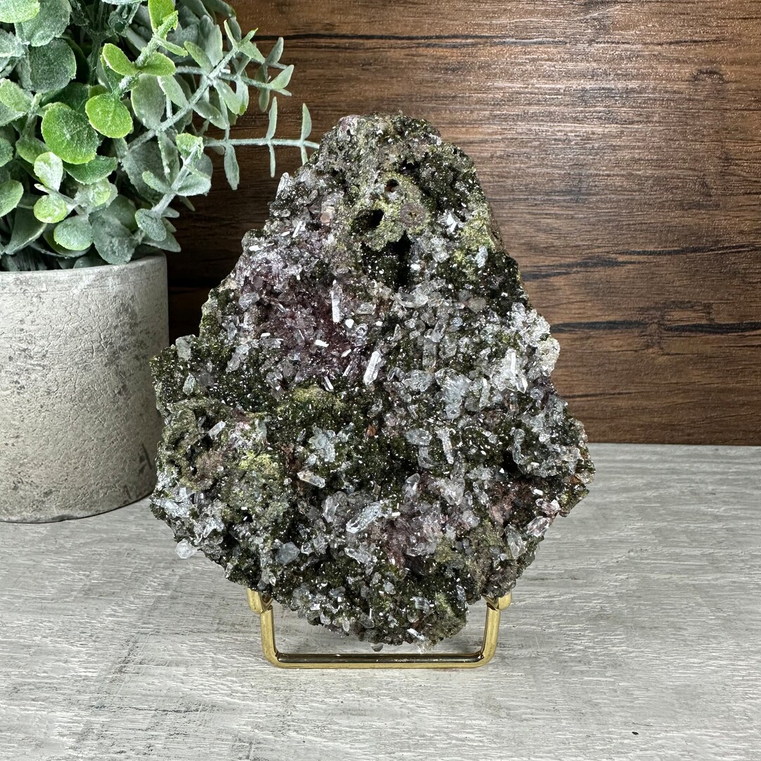 Gorgeous Large Epidote & Quartz Cluster With Red/purple Iron Inclusions ...