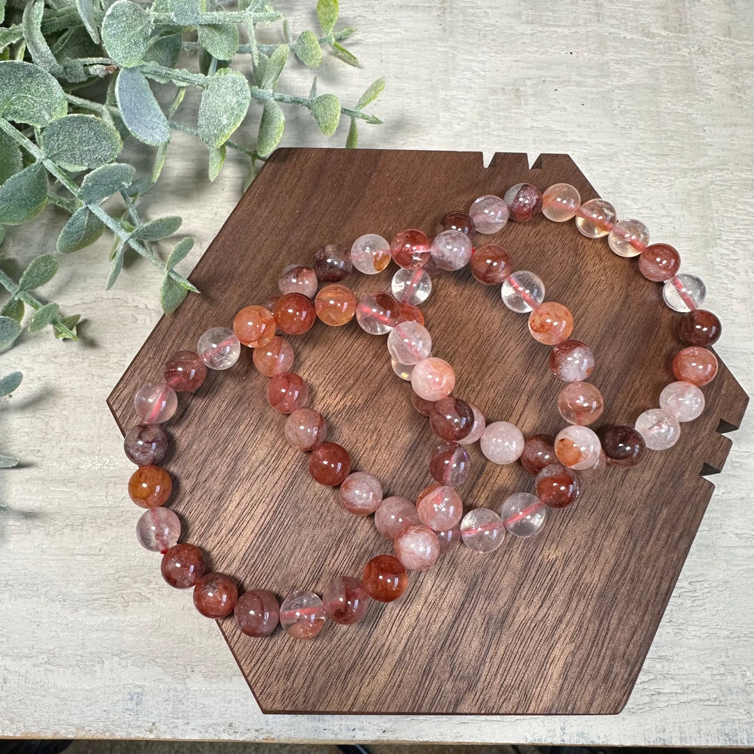 One 1 Fire Quartz Bracelet, Stretchy 8mm Beaded Bracelet, Quartz ...