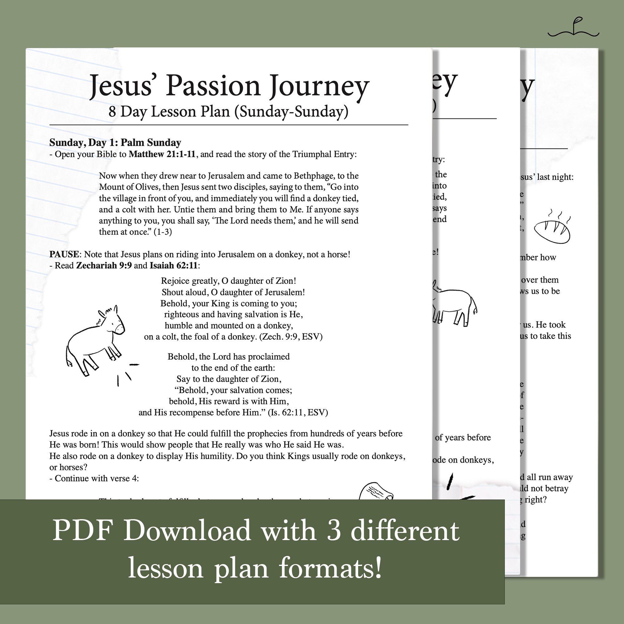 Passion Week Lesson Plan: Jesus' Passion Journey - Etsy