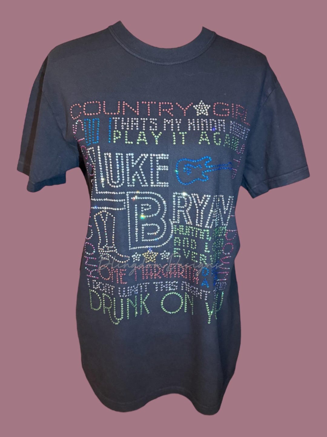 Luke Bryan Tribute Crystallized Rhinestone Shirt Bedazzled Bling ...