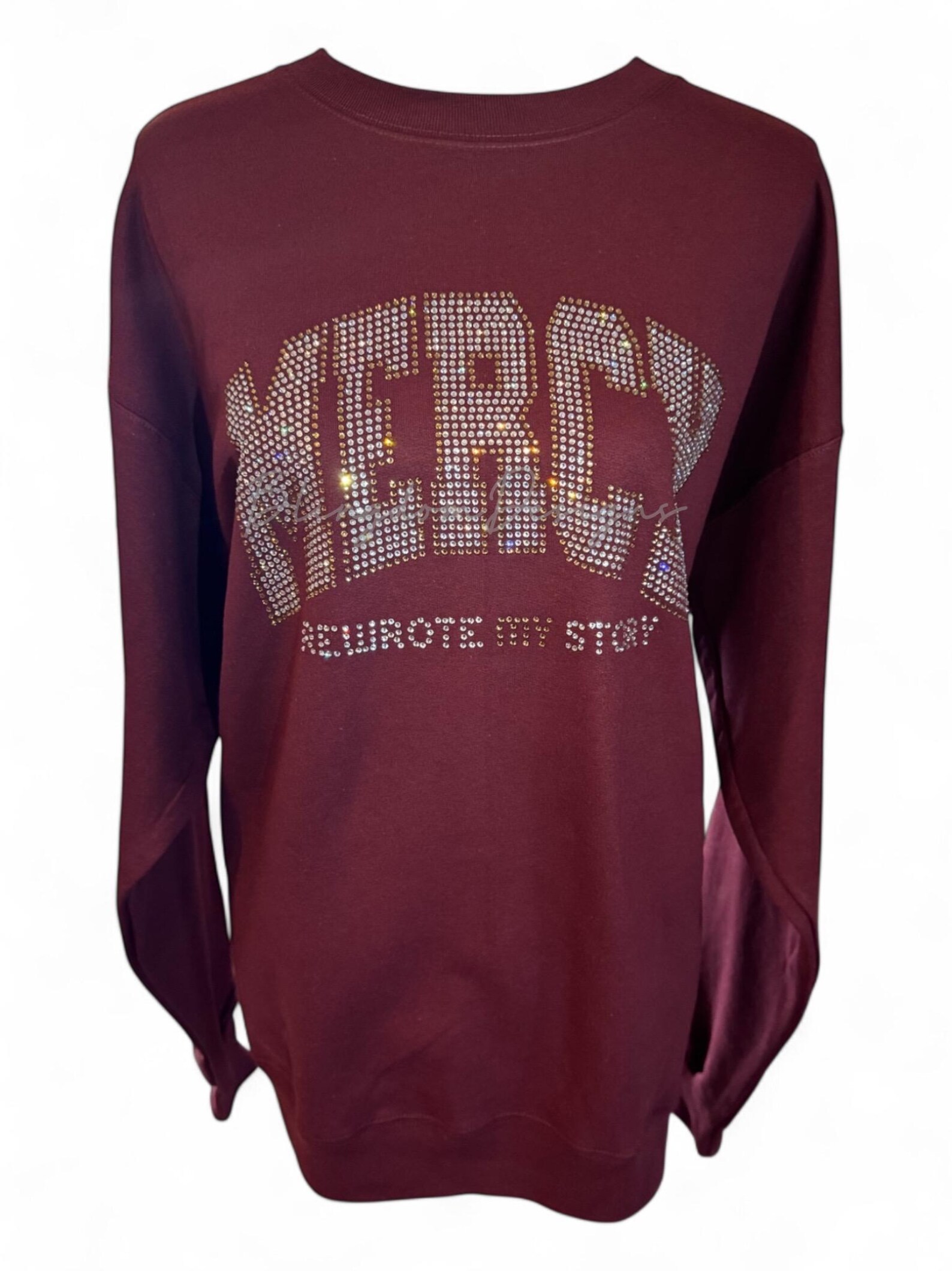 Mercy Rewrote My Store Bling Bedazzled Shirt Varsity Tee, Tshirt ...