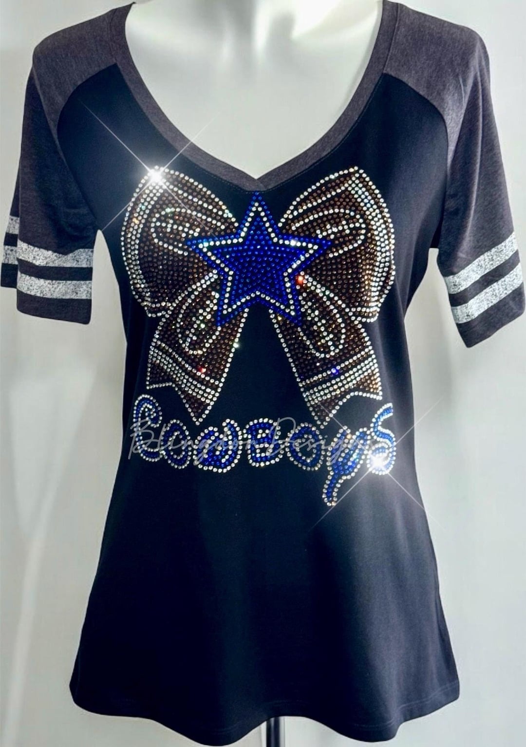 Dallas Cowboys Bling Retro Coquette Luxe Rhinestone V-neck Game Day ...