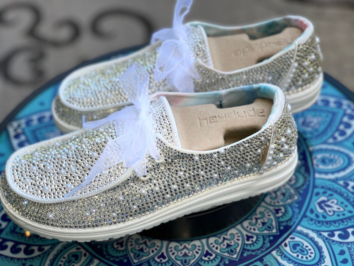 Bridal Hey Dude Wedding Shoes Full Bling Bedazzled Sparkle - Etsy
