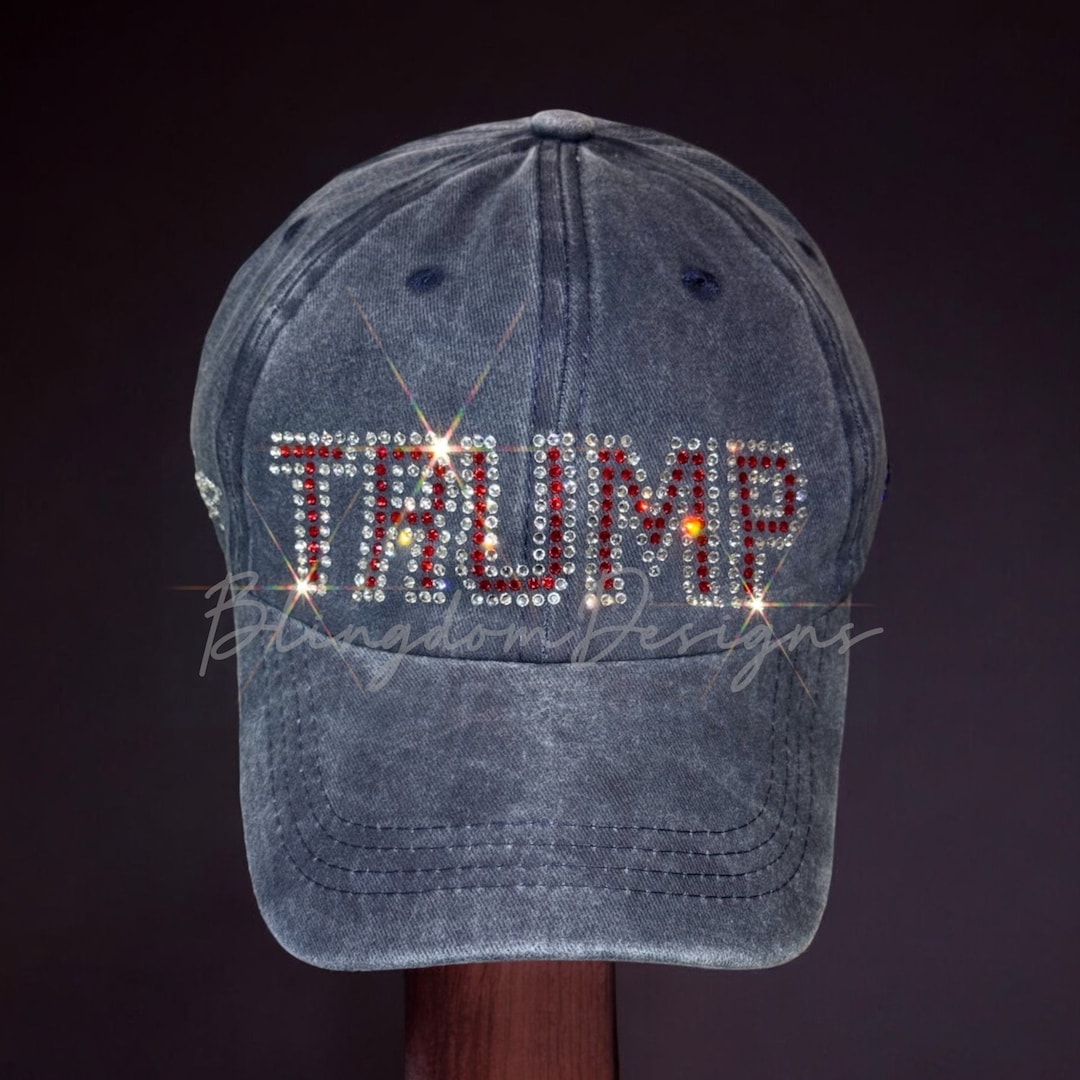 Bling Trump 45 47 Bedazzled Hat, American President Vintage Baseball ...