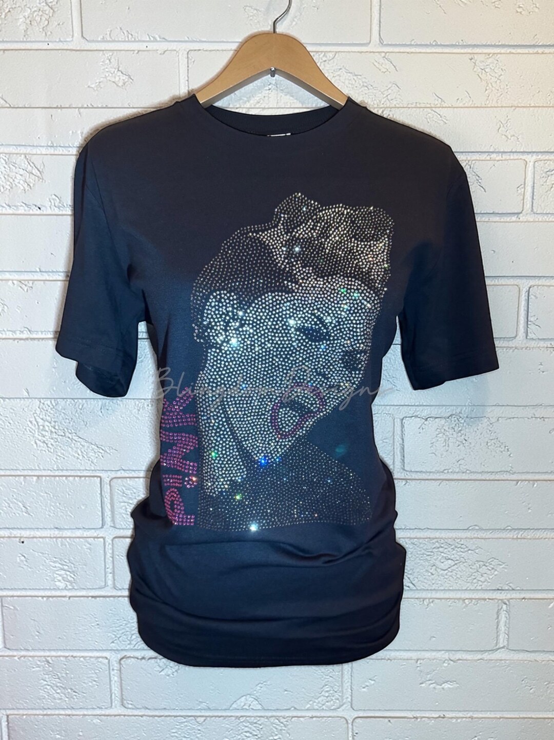 Rebel Singer Crystallized Portrait Bling Tee, Music Fan Gift, Bedazzled ...