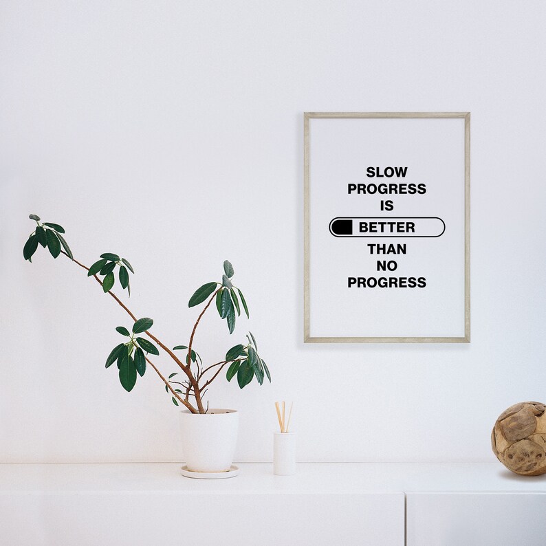Growth Mindset Wall Art, Slow Progress is Better Than No Progress ...