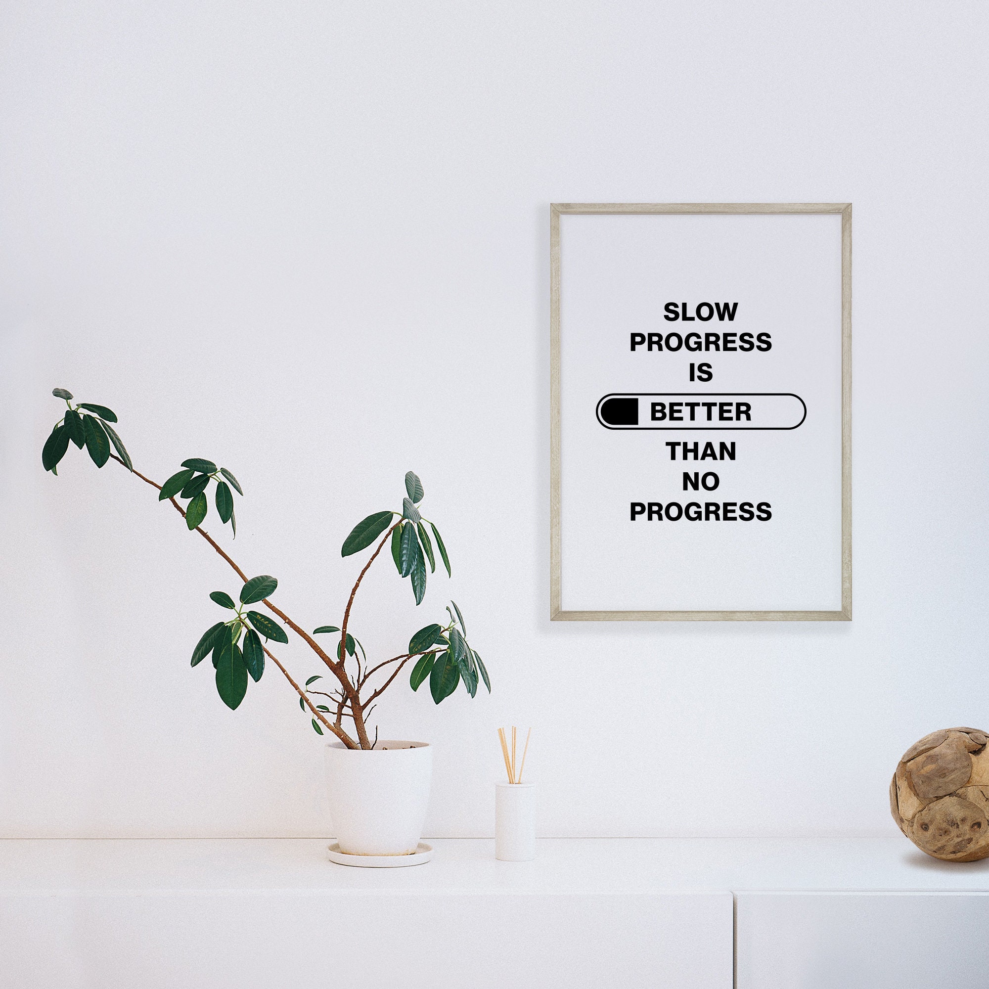 Growth Mindset Wall Art, Slow Progress is Better Than No Progress ...