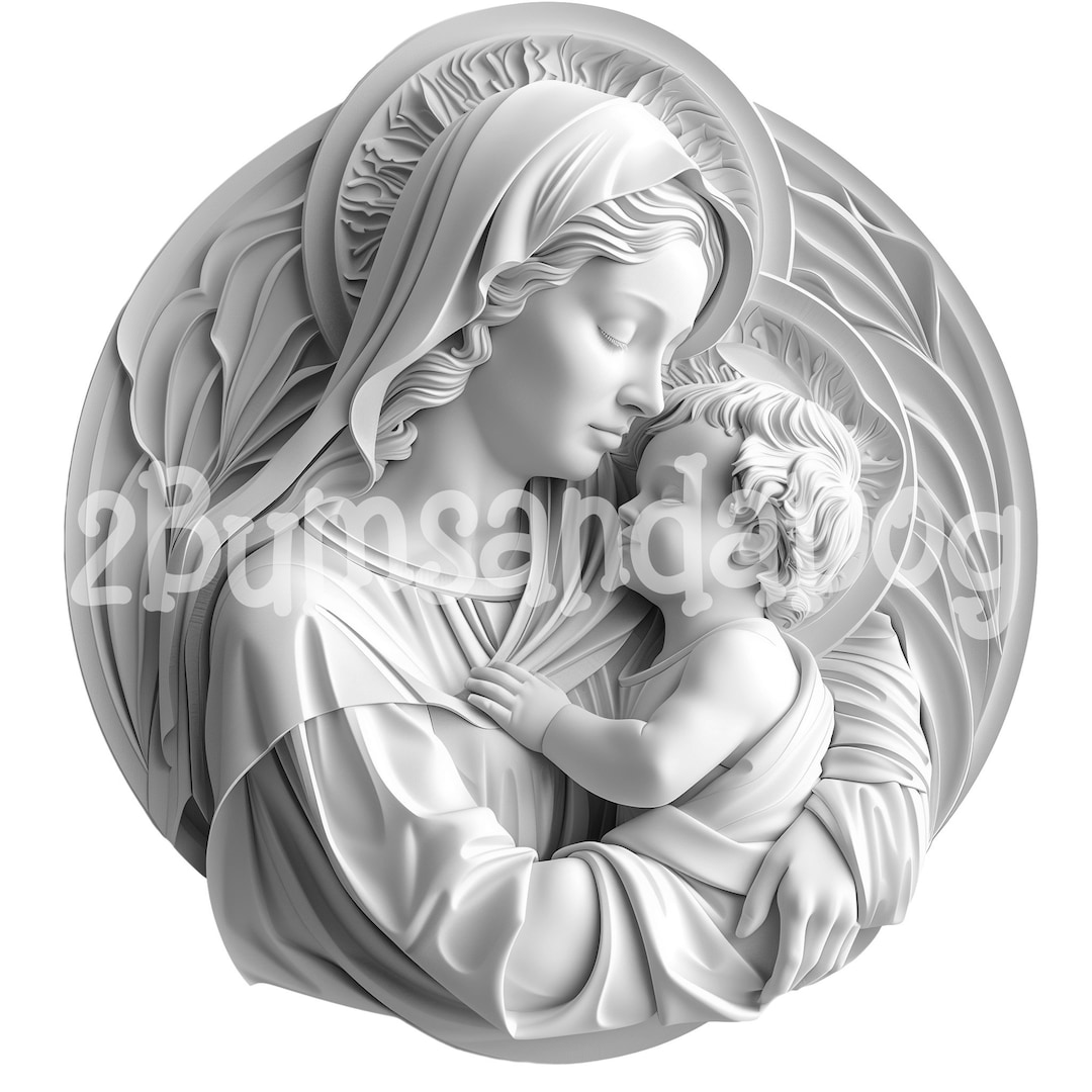 3d Illusion of Mary Holding Baby Jesus Round for Laser Please Read ...