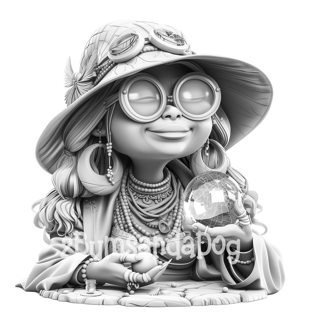 3d Illusion of a Fun Hippie Eccentric Fortune Teller for Laser Please ...