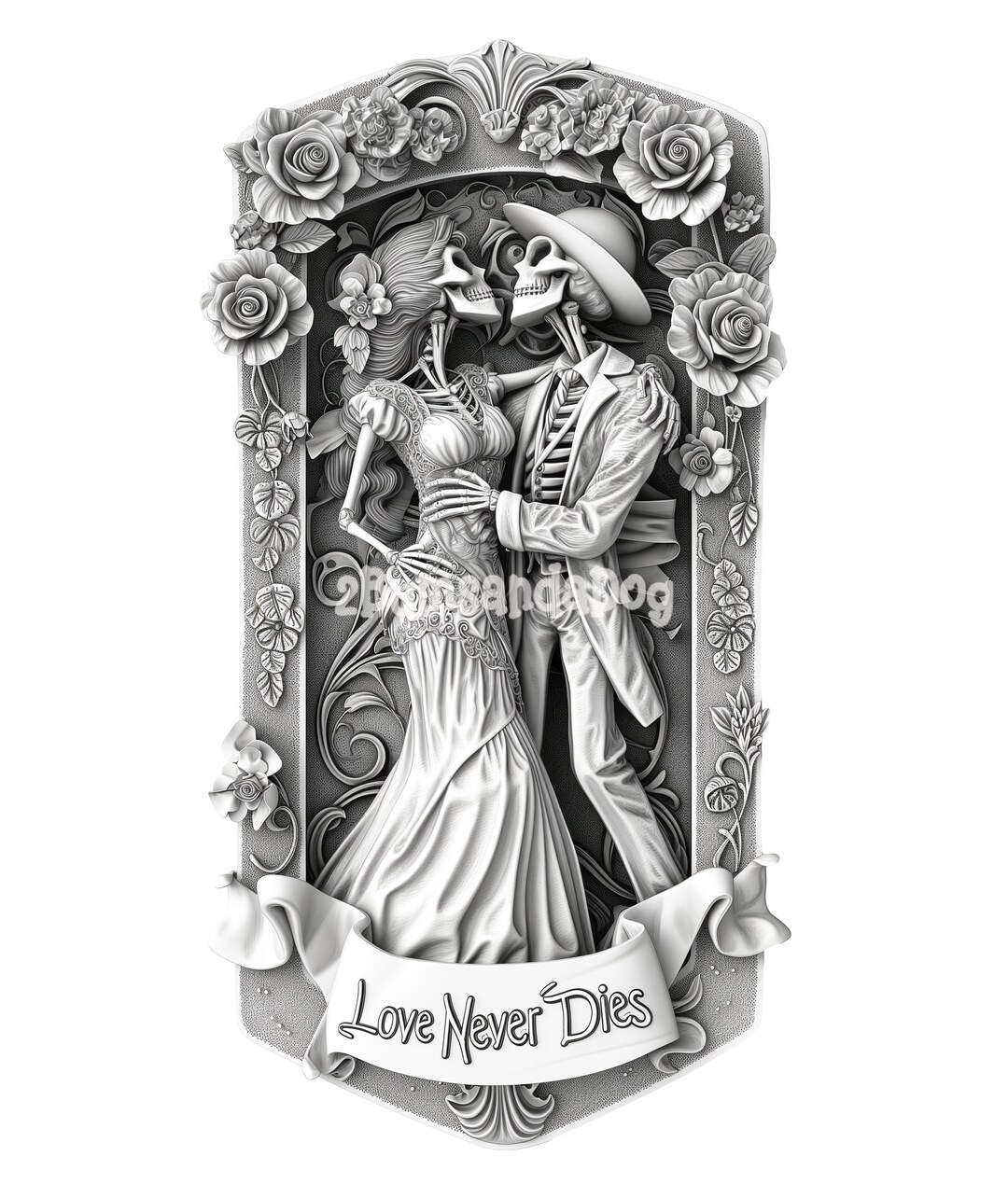 3d Illusion Skeleton Day of the Dead Couple for Laser Please Read ...