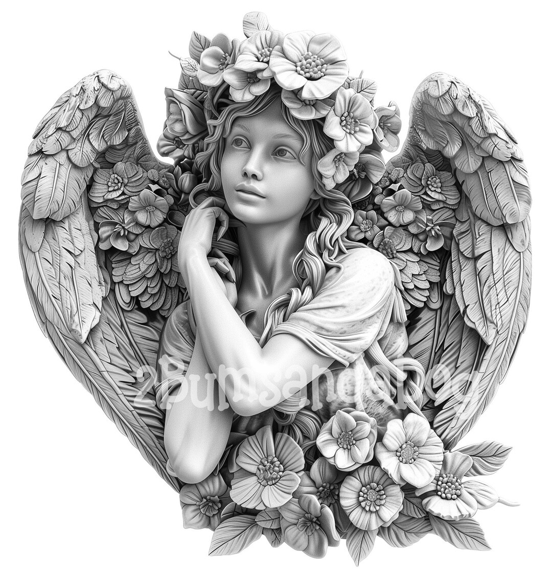 3d Illusion a Angel With Wings and Flowers for Laser Please Read ...