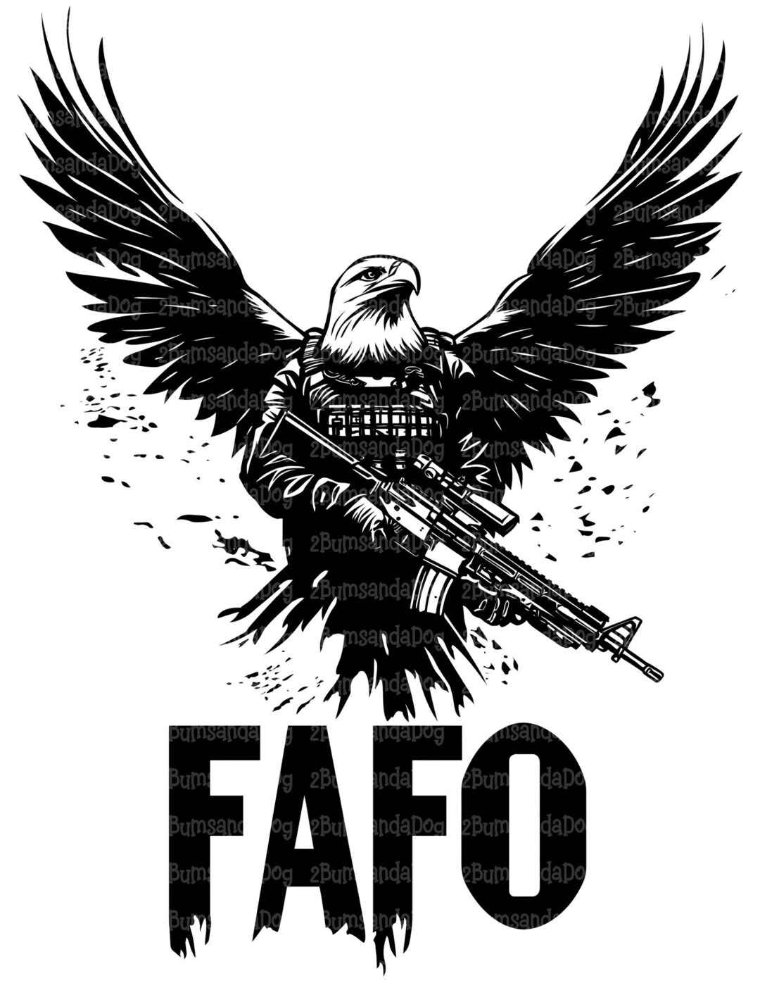 SVG Vector XCS PNG of a Eagle Holding a Firearm and Fafo at Bottom for ...