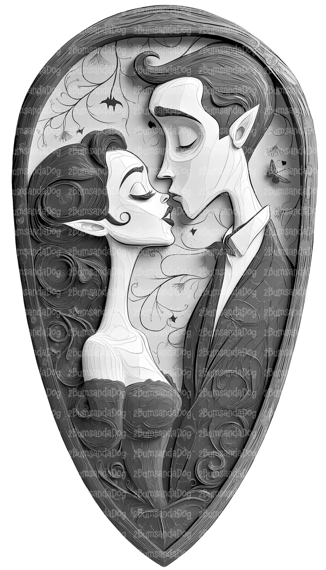 3d Illusion of a Cute Vampire Couple for Laser Please Read Description ...