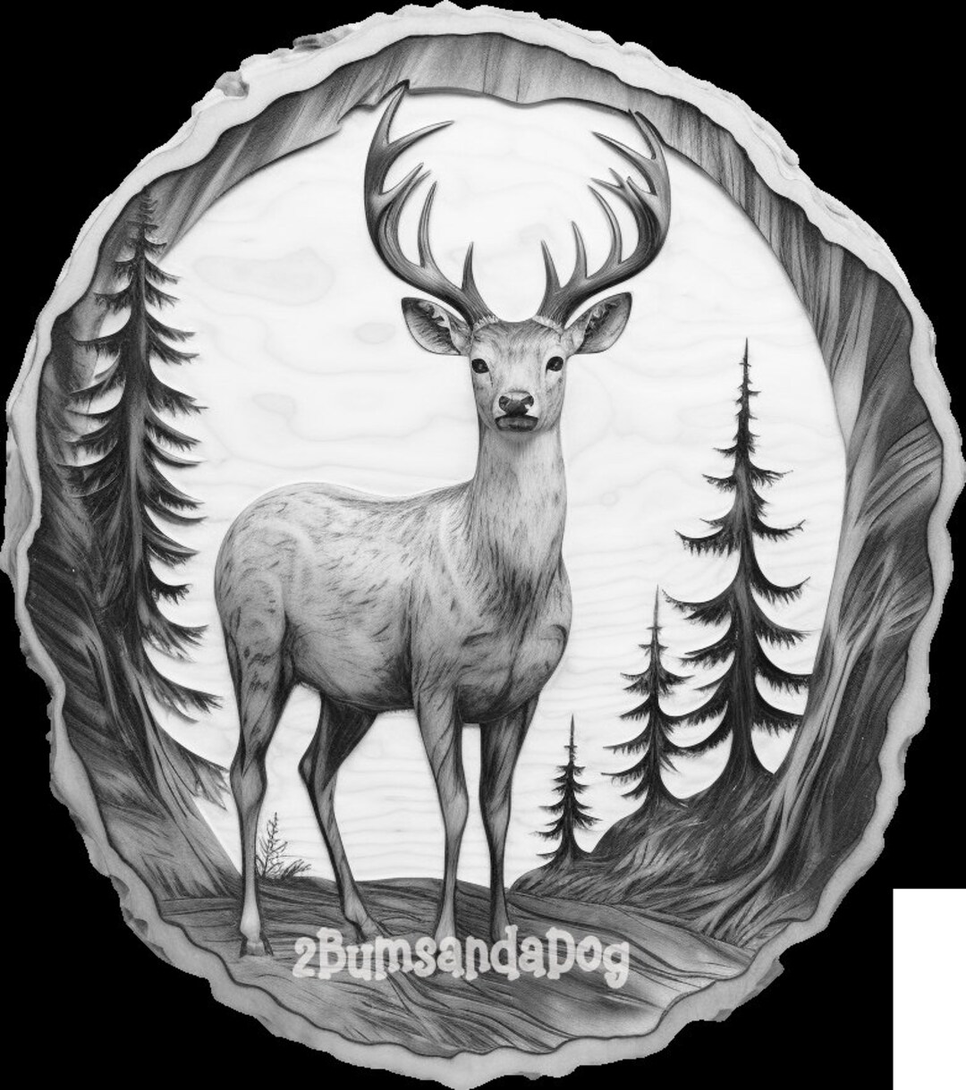 3d Illusion Deer Buck on Wood for Laser Please Read Description Laser ...