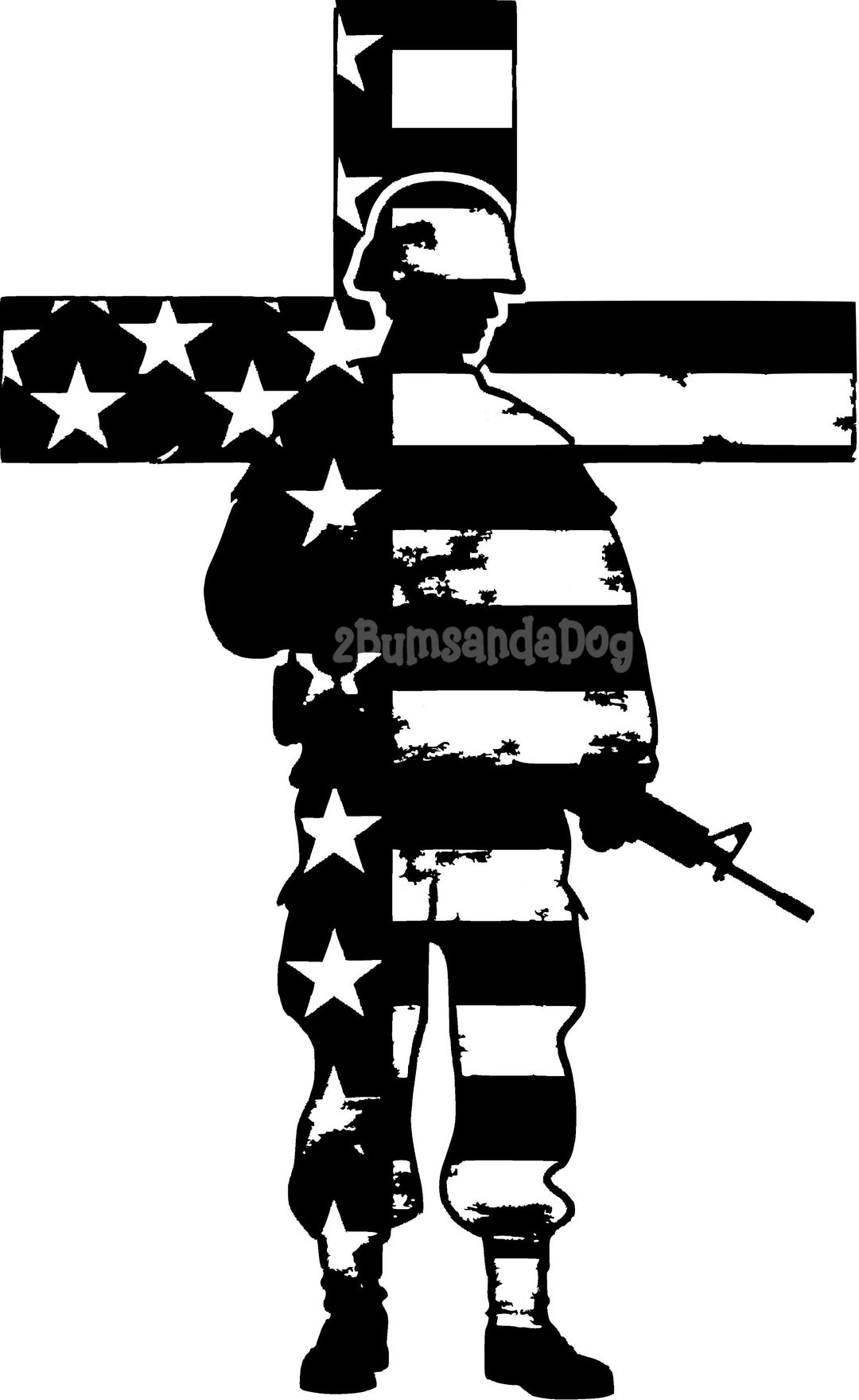 SVG Vector and PNG of A Soldier and Cross With American Flag Patriotic ...
